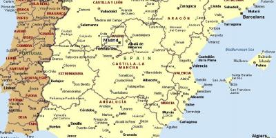 Espanjan kartta - Kartat Espanja (Etelä-Euroopassa - Eurooppa)